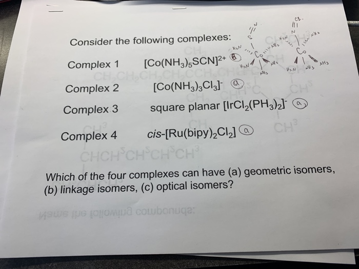Solved Consider the following complexes: 5 w Complex 1 | Chegg.com
