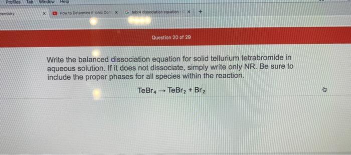 Solved write the balanced dissociation equation for solid | Chegg.com