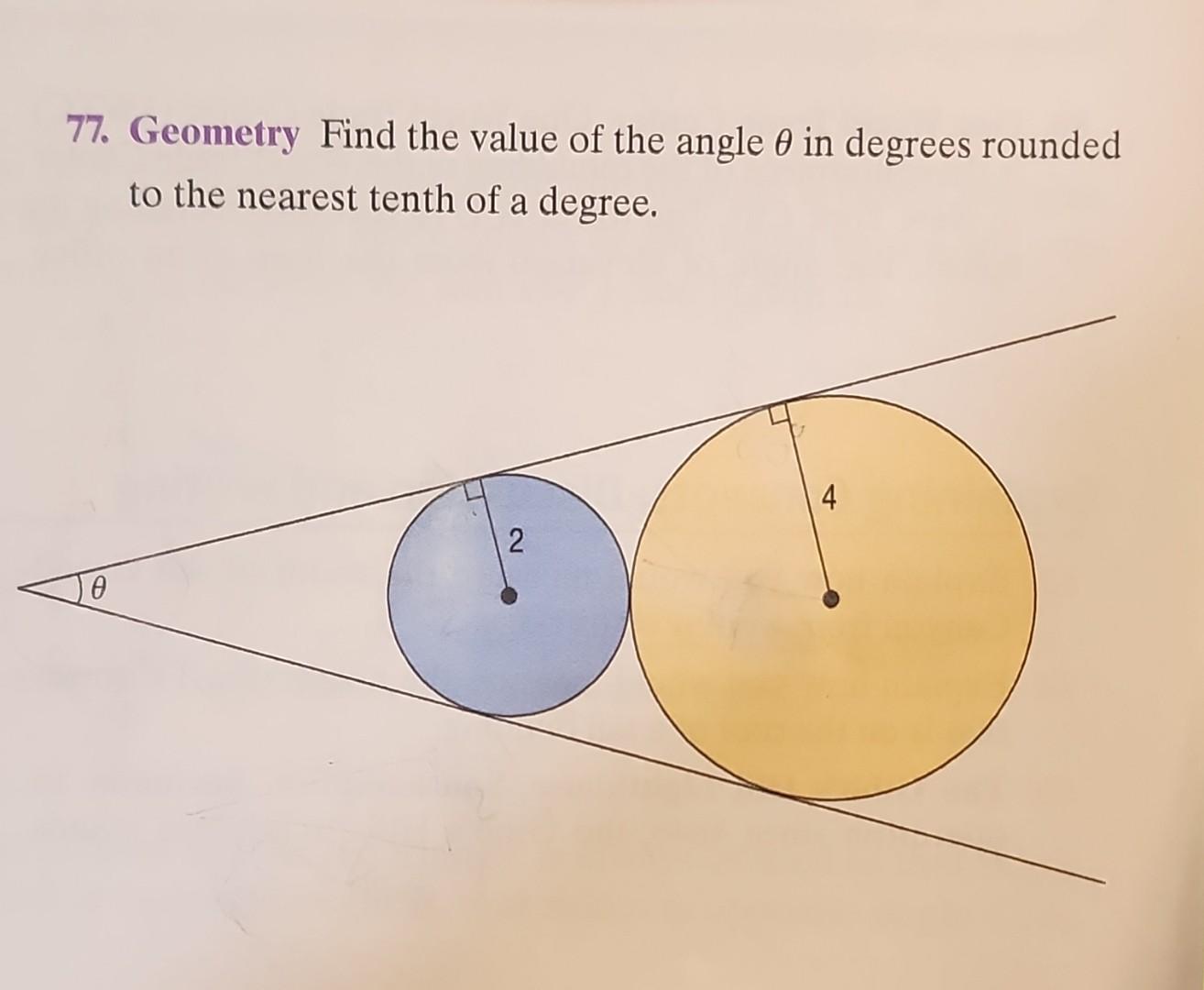 Solved 77. Geometry Find the value of the angle θ in degrees | Chegg.com