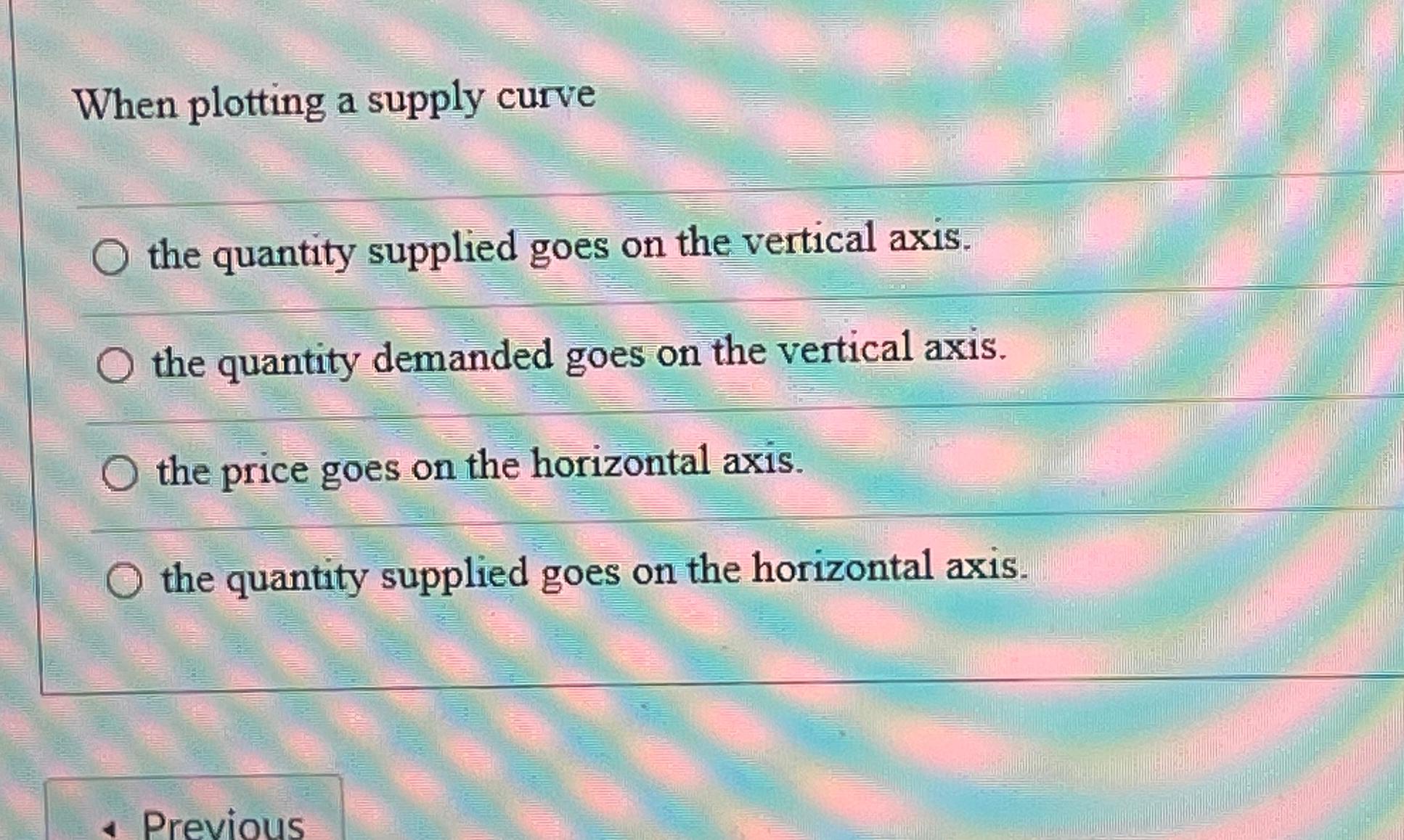 Solved When plotting a supply curveA: the quantity supplied | Chegg.com