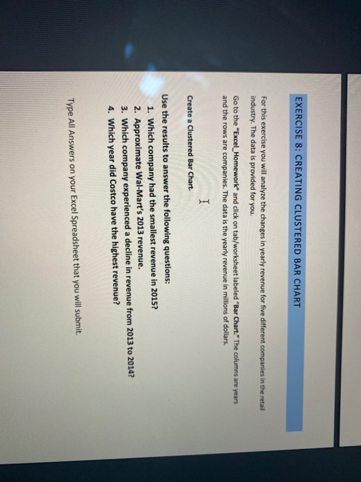 Solved EXERCISE 8: CREATING CLUSTERED BAR CHART For this | Chegg.com
