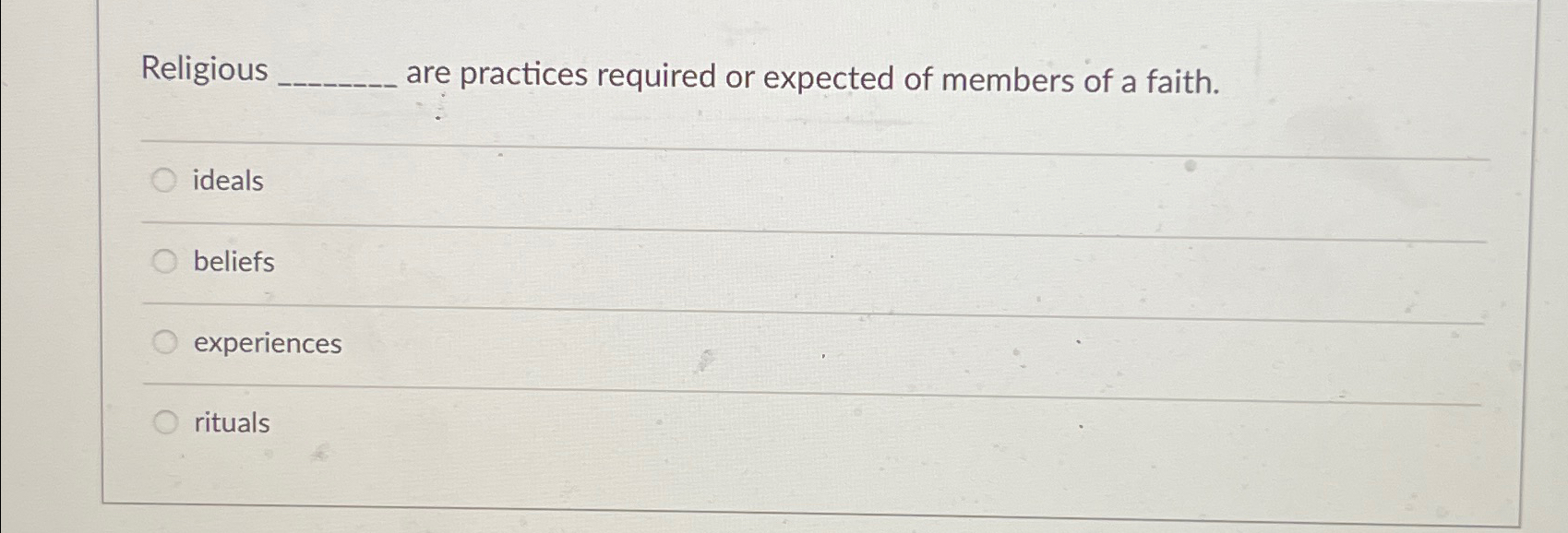 Solved Religious q, ﻿are practices required or expected of | Chegg.com