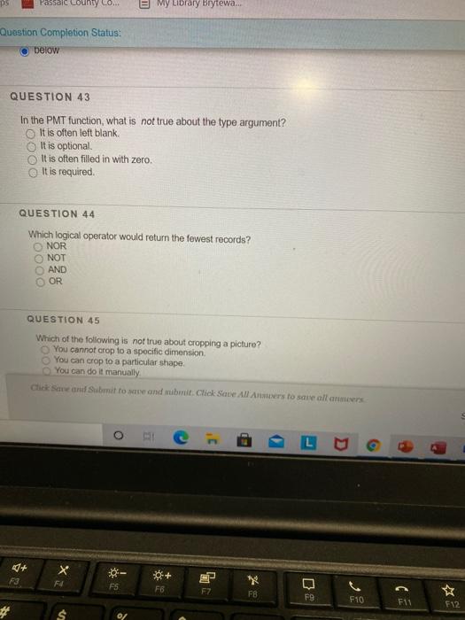 Solved in the PMT function, what is not true about the type | Chegg.com