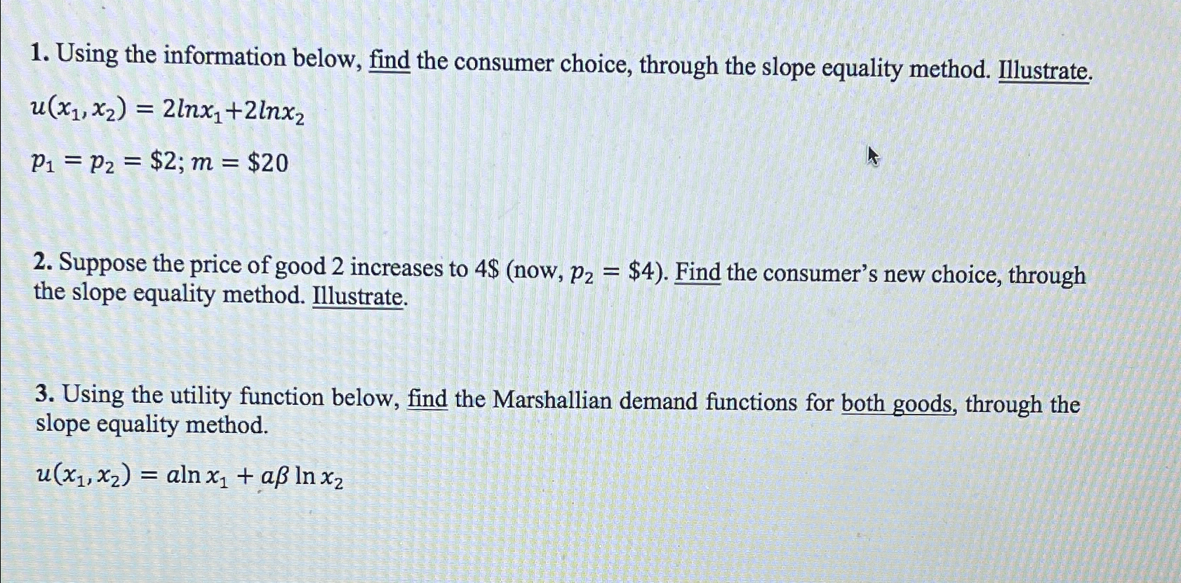Solved Using the information below, find the consumer | Chegg.com