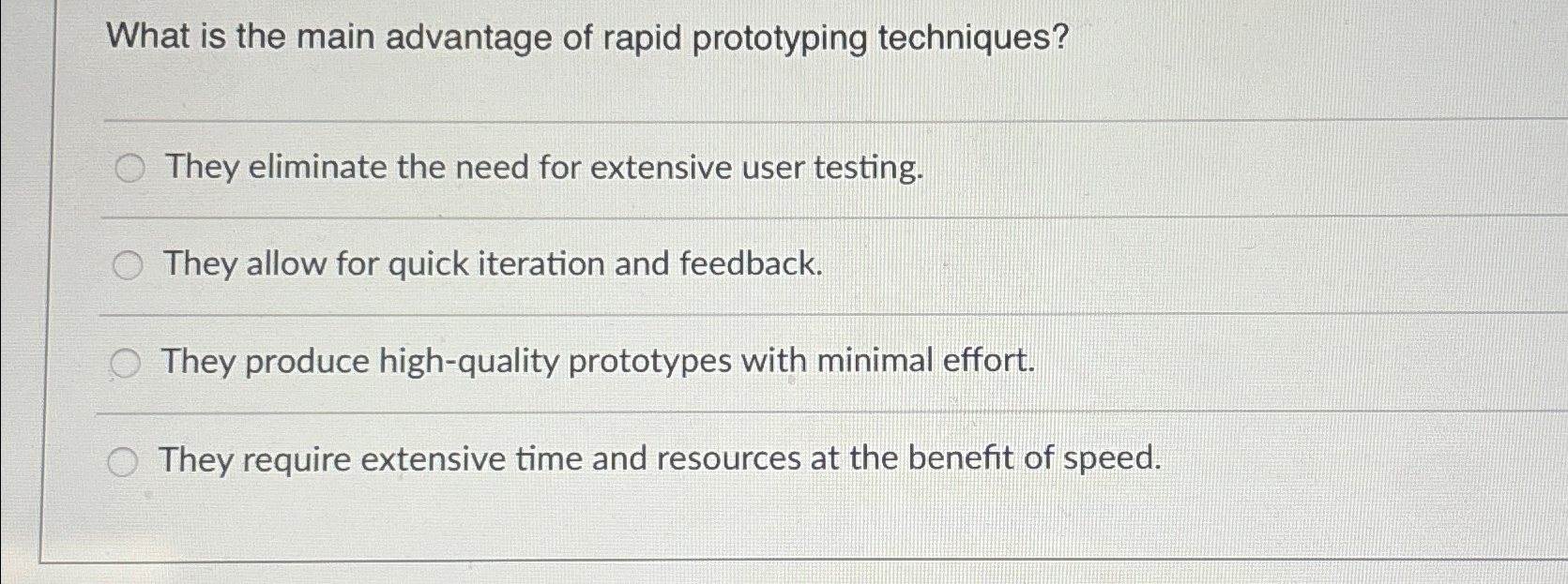 Solved What is the main advantage of rapid prototyping | Chegg.com