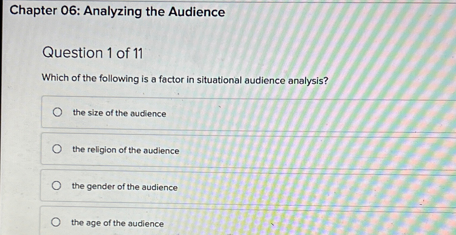Solved Chapter 06: Analyzing the AudienceQuestion 1 ﻿of | Chegg.com