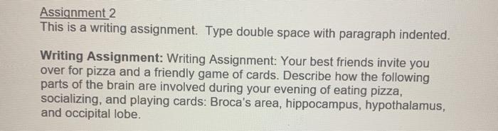 Solved Assignment 2 This is a writing assignment. Type | Chegg.com
