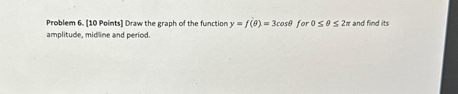 Solved Problem 6. [10 ﻿Points] ﻿Draw the graph of the | Chegg.com