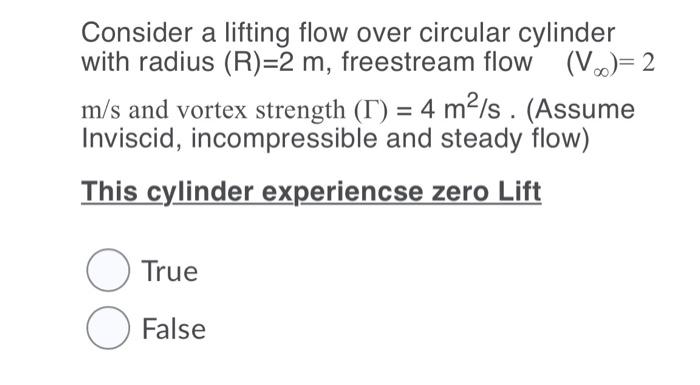 Solved Consider a lifting flow over circular cylinder with | Chegg.com