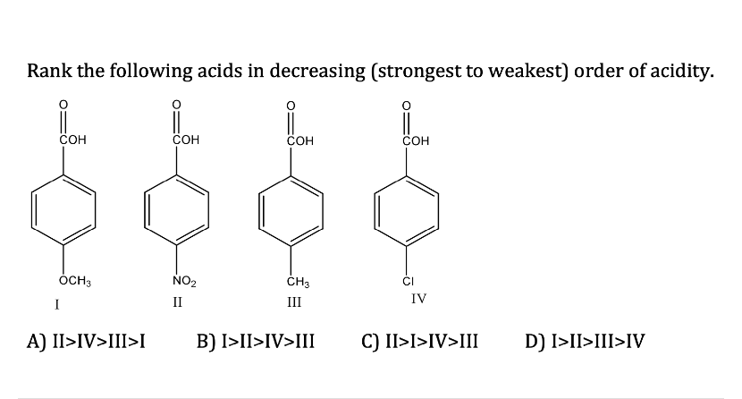 Solved Rank the following acids in decreasing (strongest to | Chegg.com