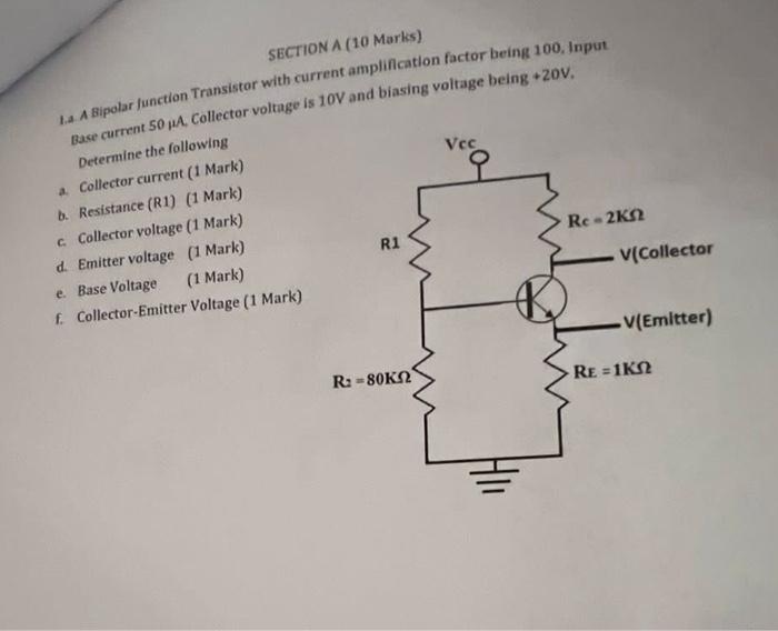 Solved SECTIONA (10 Marks) 1.4 Aipolar function Transistor | Chegg.com
