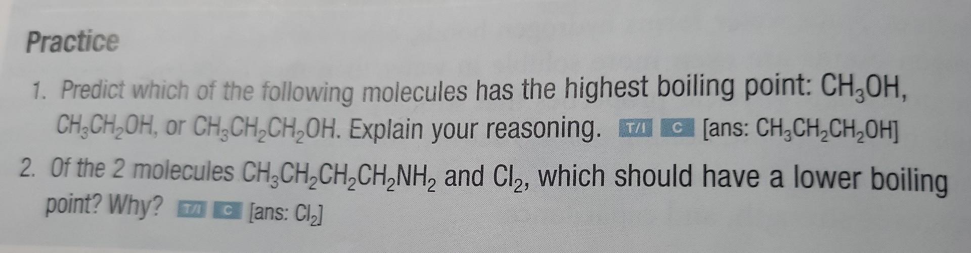Solved Practice 1. Predict which of the following molecules | Chegg.com