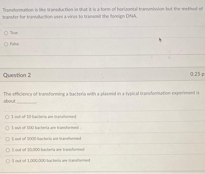 Solved Transformation is like transduction in that it is a | Chegg.com