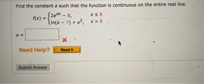 Solved Find the constant a such that the function is | Chegg.com