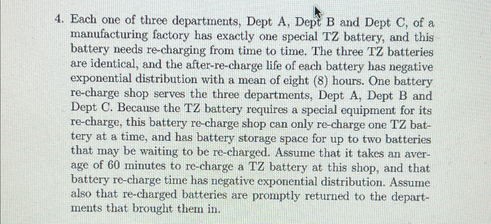 Solved Each one of three departments, Dept A, ﻿Dept B and | Chegg.com