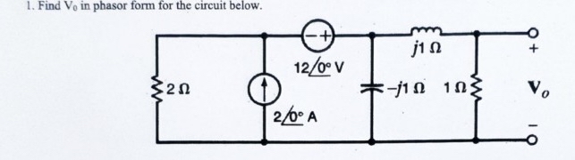 Solved Find V0 ﻿in phasor form for the circuit below. | Chegg.com