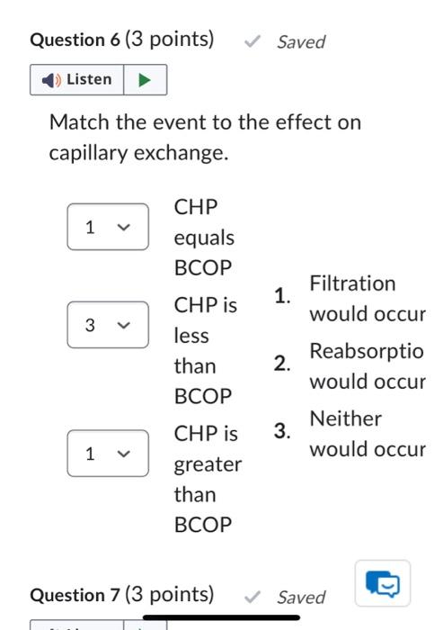 Solved Question 6 (3 points) Saved Listen Match the | Chegg.com Solved Question 6 (3 points) Saved Listen Match the | Chegg.com
