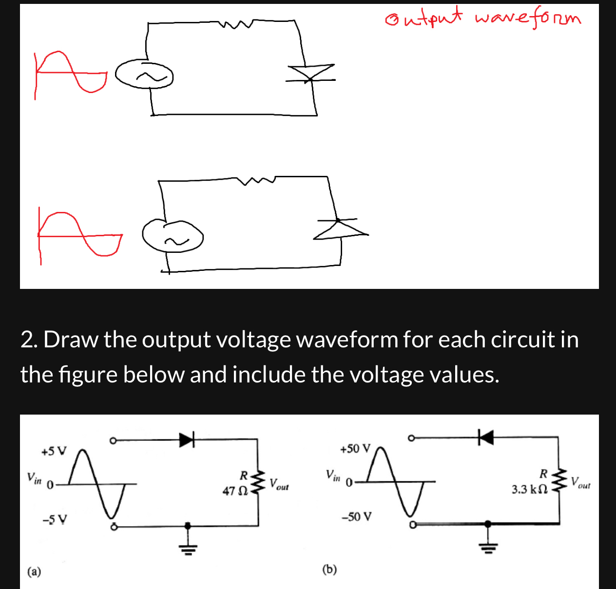 Solved output waveformDraw the output for the circuits below | Chegg.com