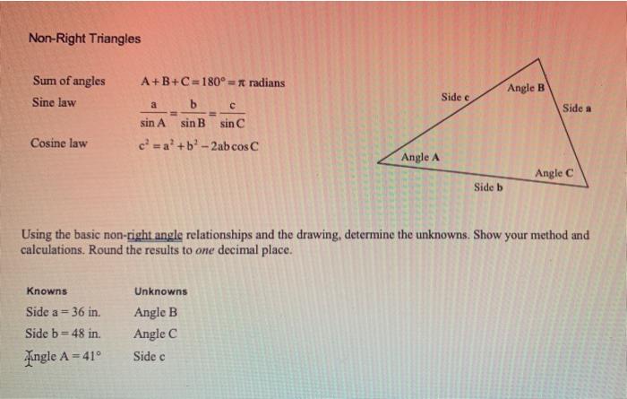Solved Non-Right Triangles A+B+C = 180º = 1 radians Sum of | Chegg.com