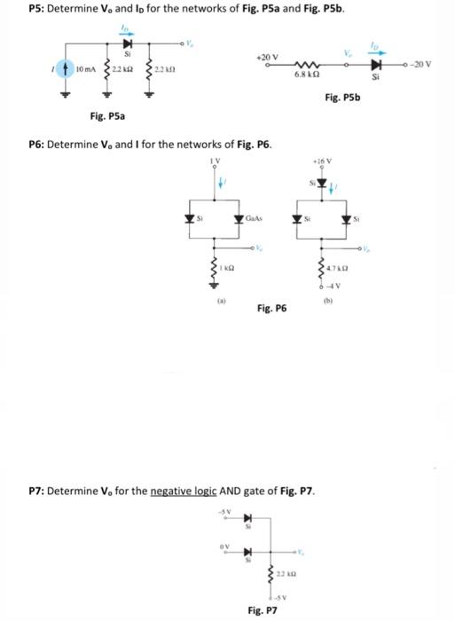 Solved P5: Determine Vo and ID for the networks of Fig. P5a | Chegg.com