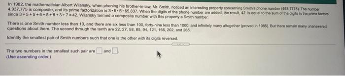 Solved In 1982, the mathematician Albert Wilansky, when | Chegg.com