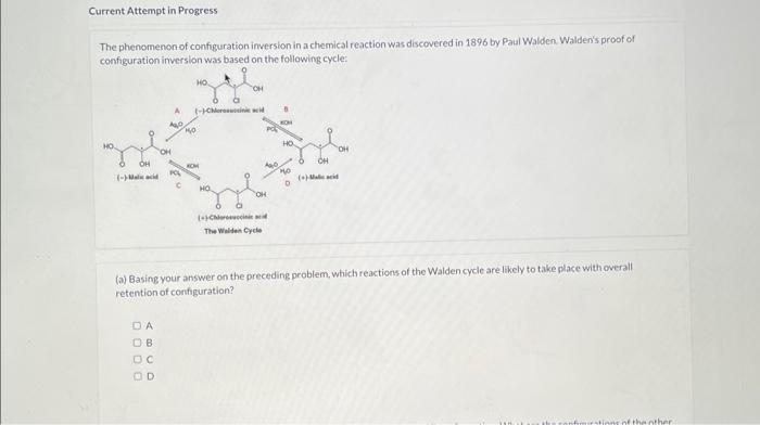 Solved The phenomenon of configuration inversion in a | Chegg.com