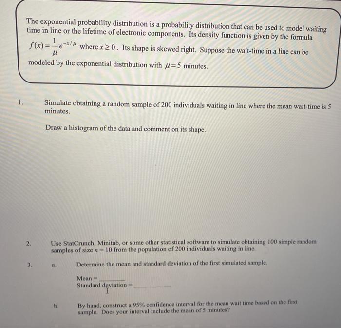 Solved The exponential probability distribution is a | Chegg.com