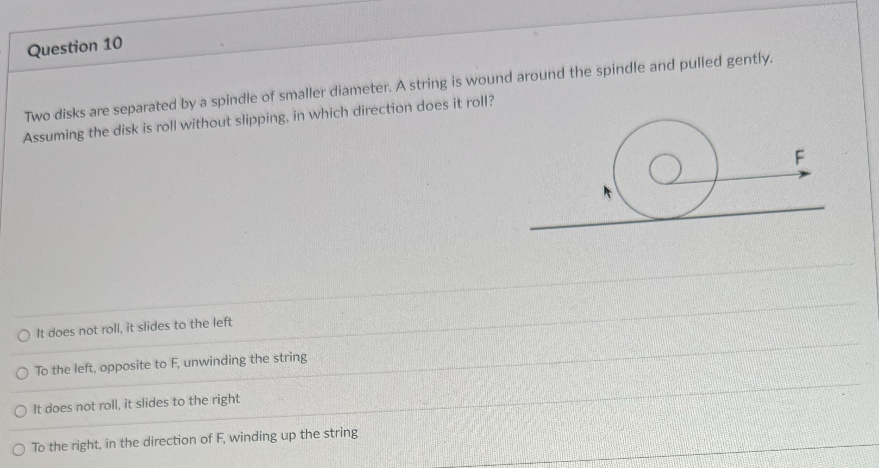 Solved Question 10Two disks are separated by a spindle of | Chegg.com