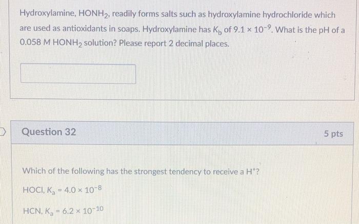 Solved Hydroxylamine, HONH2, readily forms salts such as | Chegg.com