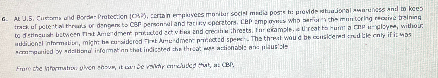 Solved At U.S. ﻿Customs and Border Protection (CBP), | Chegg.com