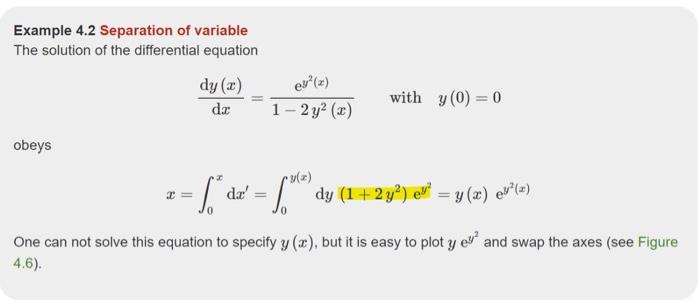 Solved Example 4.2 Separation of variable The solution of | Chegg.com