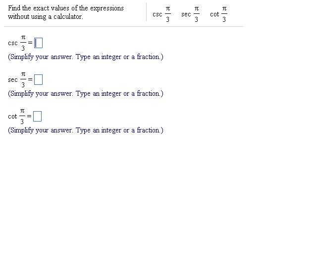 Solved Find the exact values of the expressions without | Chegg.com