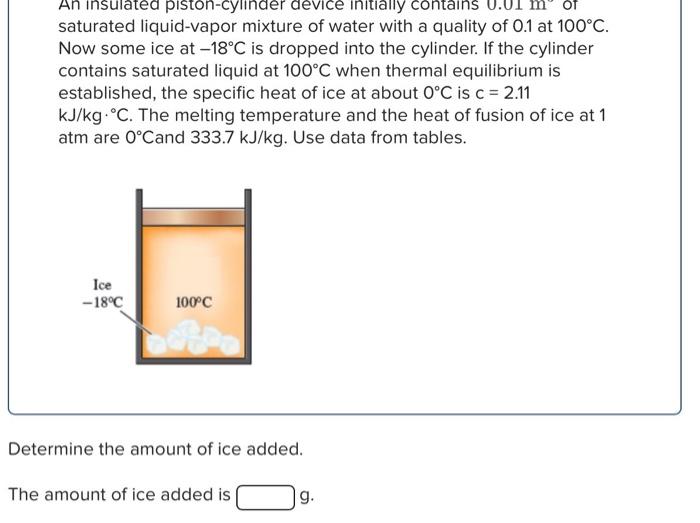 Solved saturated liquid-vapor mixture of water with a | Chegg.com