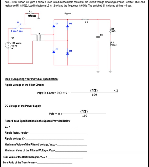Solved An LC Filter Shown in Figure 1 below is used to | Chegg.com