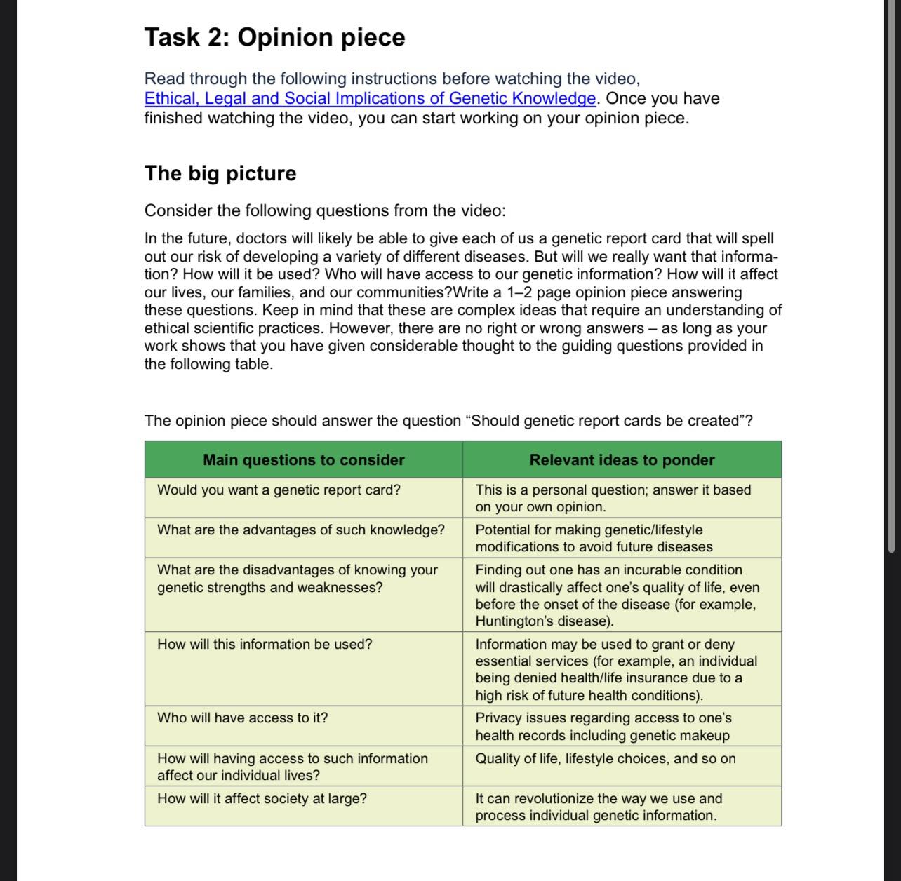 Solved Task 2: Opinion pieceRead through the following | Chegg.com