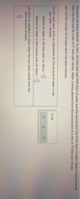 Solved Two pools are being drained. To start the first pool | Chegg.com