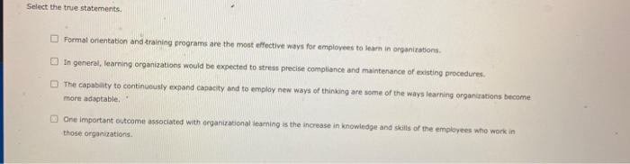 Solved Select the true statements Formal orientation and | Chegg.com