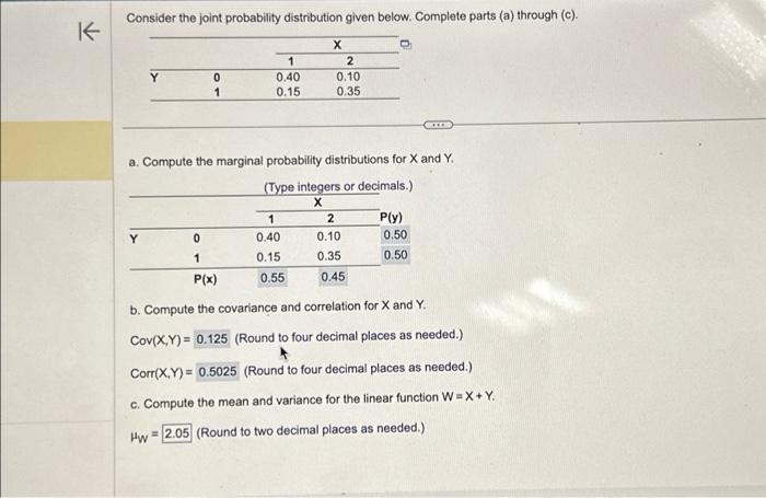 Solved Consider the joint probability distribution given | Chegg.com