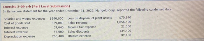 Solved Exercise 5-09 a-b (Part Level Submission) In its | Chegg.com
