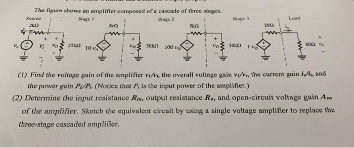 Solved The figure shows an amplifier composed of a cascade | Chegg.com