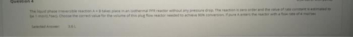 Question The liquid phaserrible reaction takes place | Chegg.com