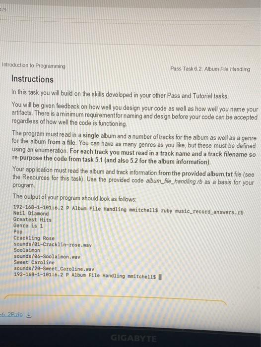 Solved 79 Introduction to Programming Pass Task 6.2 Album | Chegg.com