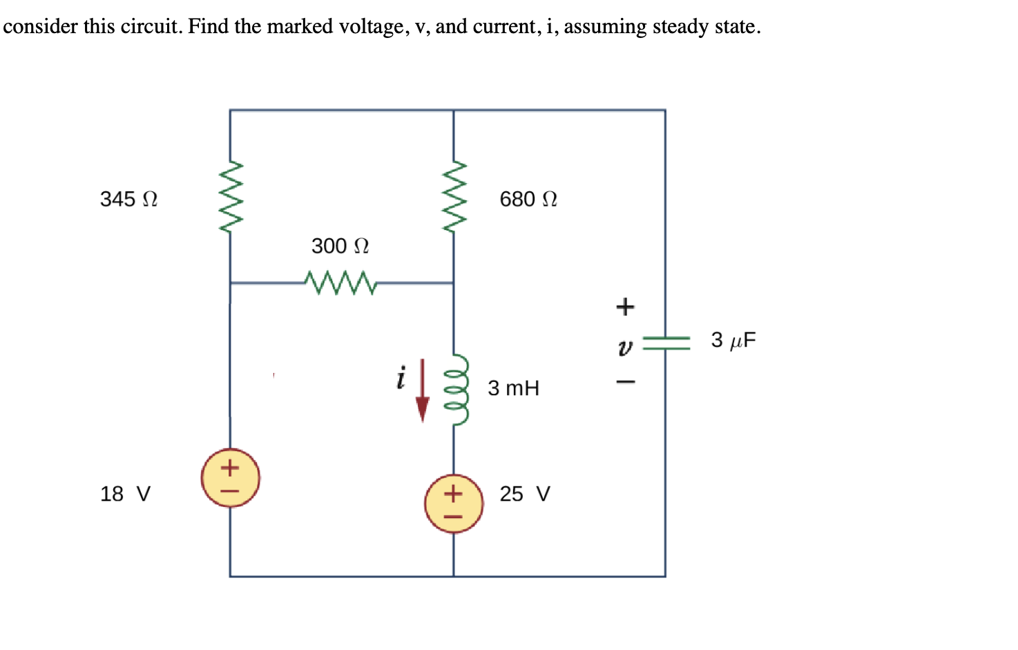 Solved consider this circuit. Find the marked voltage, v, | Chegg.com