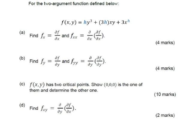Solved For the two-argument function defined below: f(x,y) = | Chegg.com