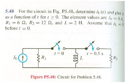 Solved For the circuit in Fig. P5.48, determine iL (t) and | Chegg.com