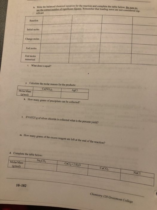 Solved Prelaboratory Exercise: Limiting Reagent Lab Grade | Chegg.com