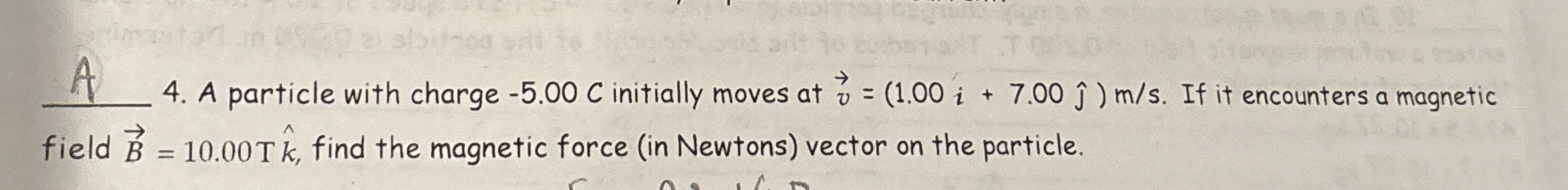 Solved A particle with charge -5.00 ﻿C initially moves at | Chegg.com