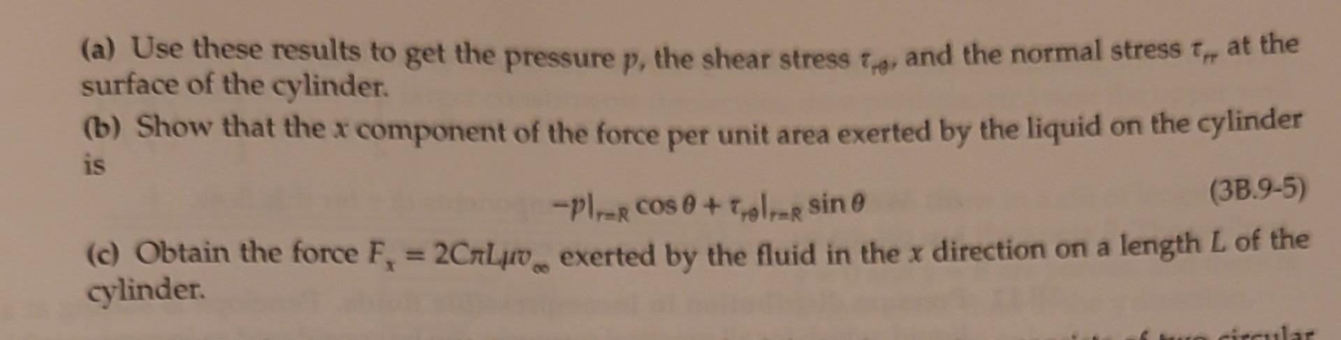 Solved B.9 Slow transverse flow around a cylinder. An | Chegg.com