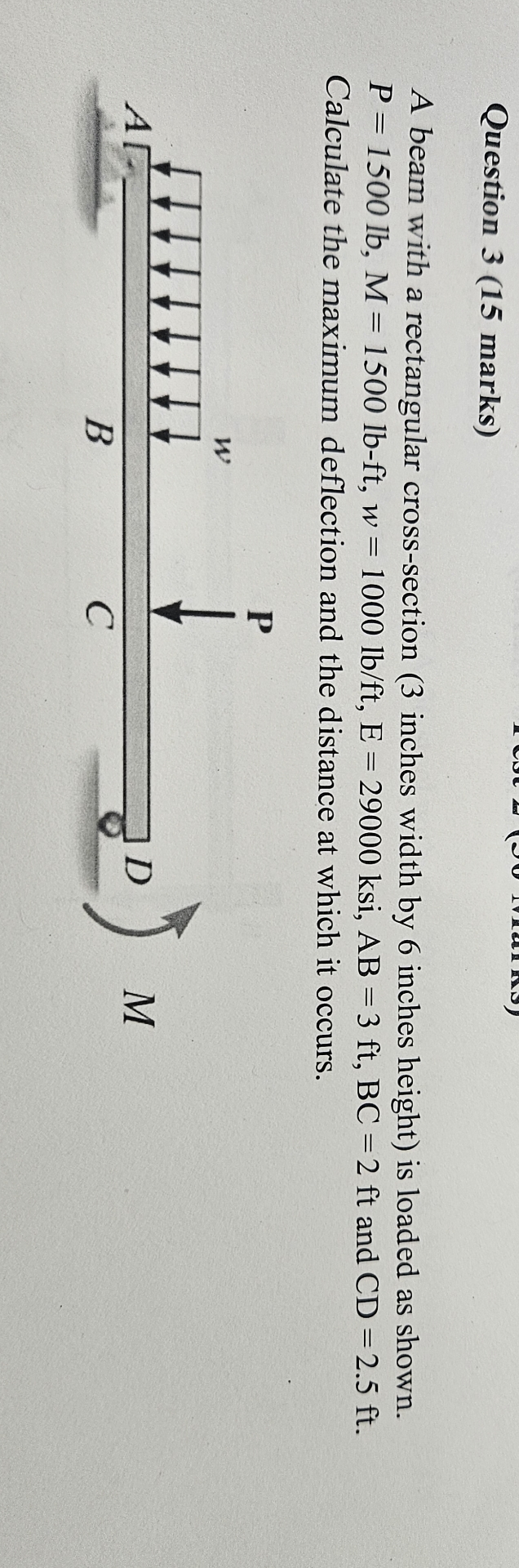 Solved Question 3 (15 ﻿marks)A beam with a rectangular | Chegg.com