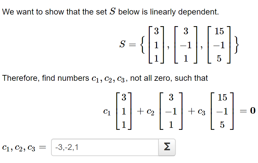 Solved We want to show that the set S ﻿below is linearly | Chegg.com